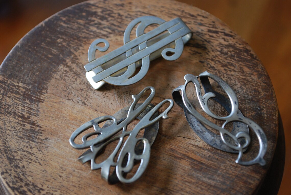 Vintage Money Clip Bill Holder Scroll Work Silverplated | Etsy