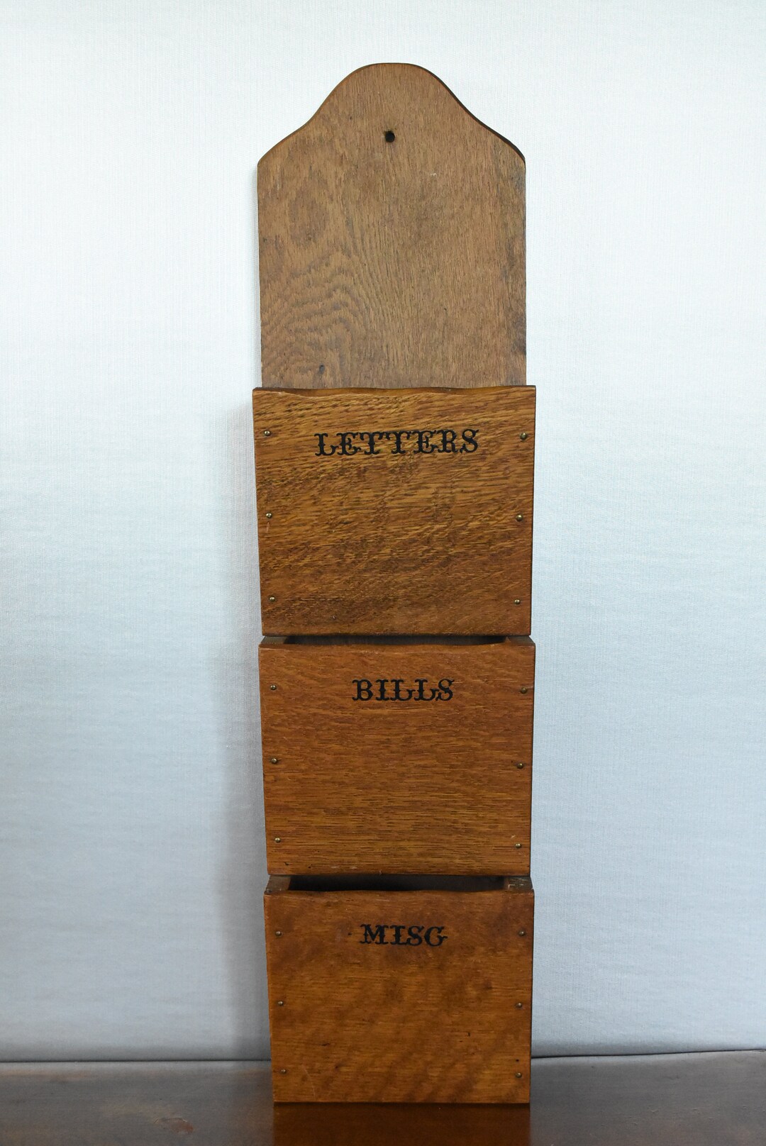 Vintage Wooden Oak Wall Letter Holder / Organizer Letters/ Bills / Misc ...