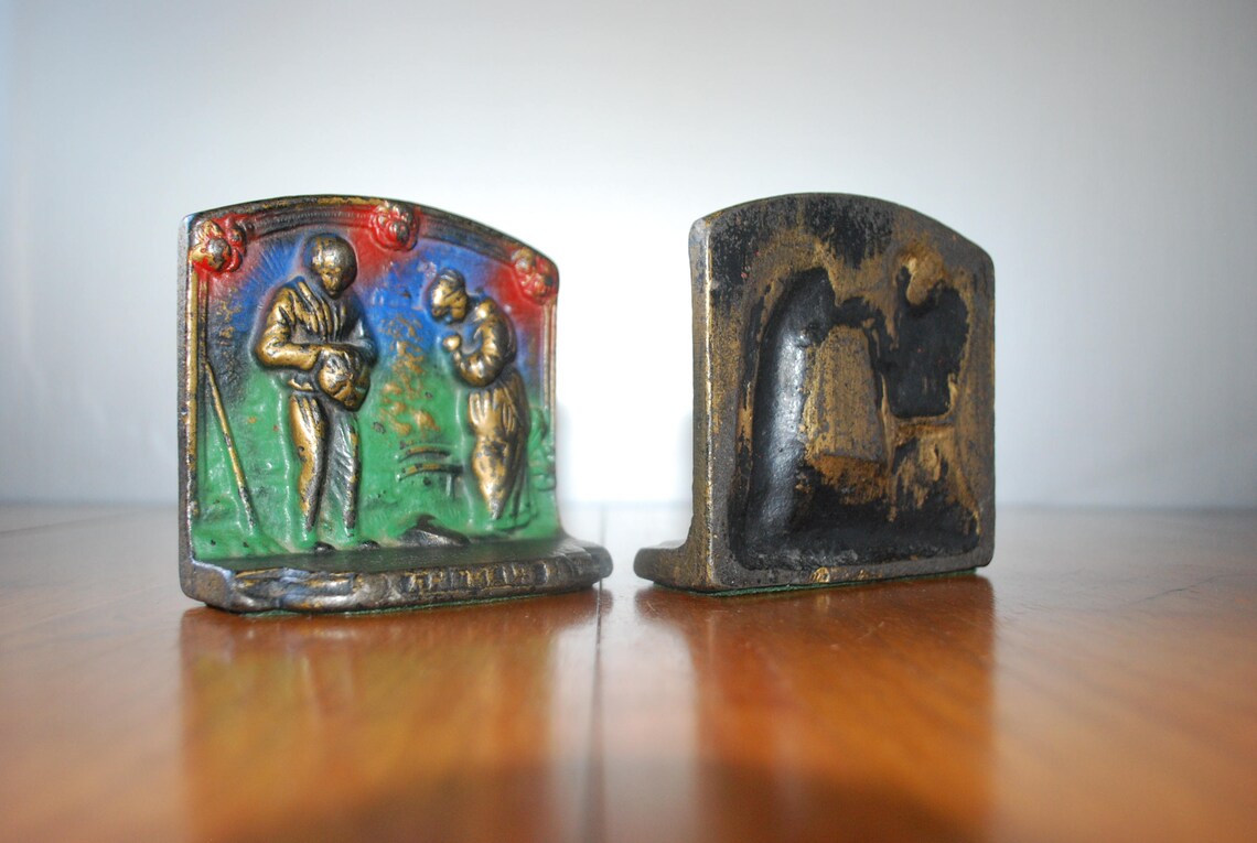 Pair of Cast Iron Bookends farmers Prayer the - Etsy