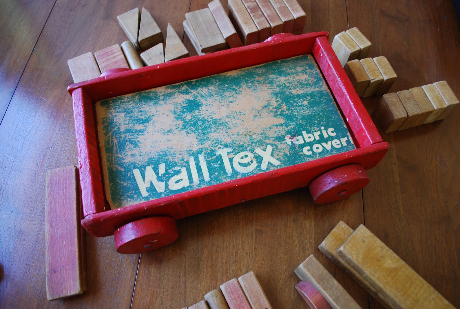 Vintage Homemade Wooden Wagon With Blocks - Display - Vintage Childrens ...