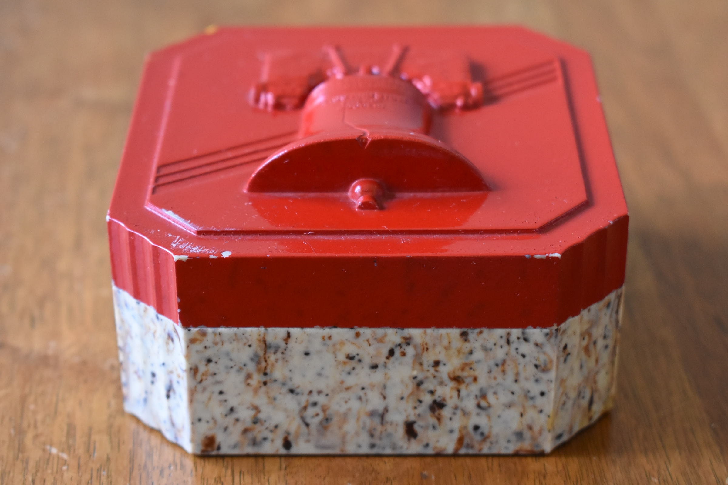 Vintage Hickok Liberty Bell Trinket Box Speckled Lucite Red Lid 1950's ...