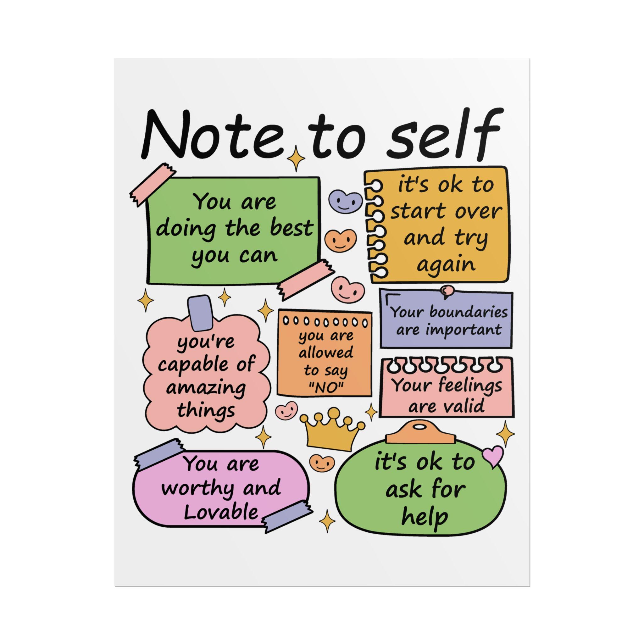 Motivational Classroom Poster: Note to Self Teacher Decor - Etsy