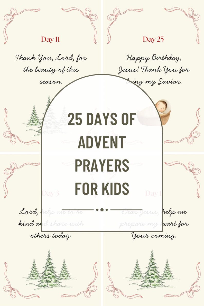 Kids Advent Prayer Cards 25 Days Printable Christian Christmas Activity ...