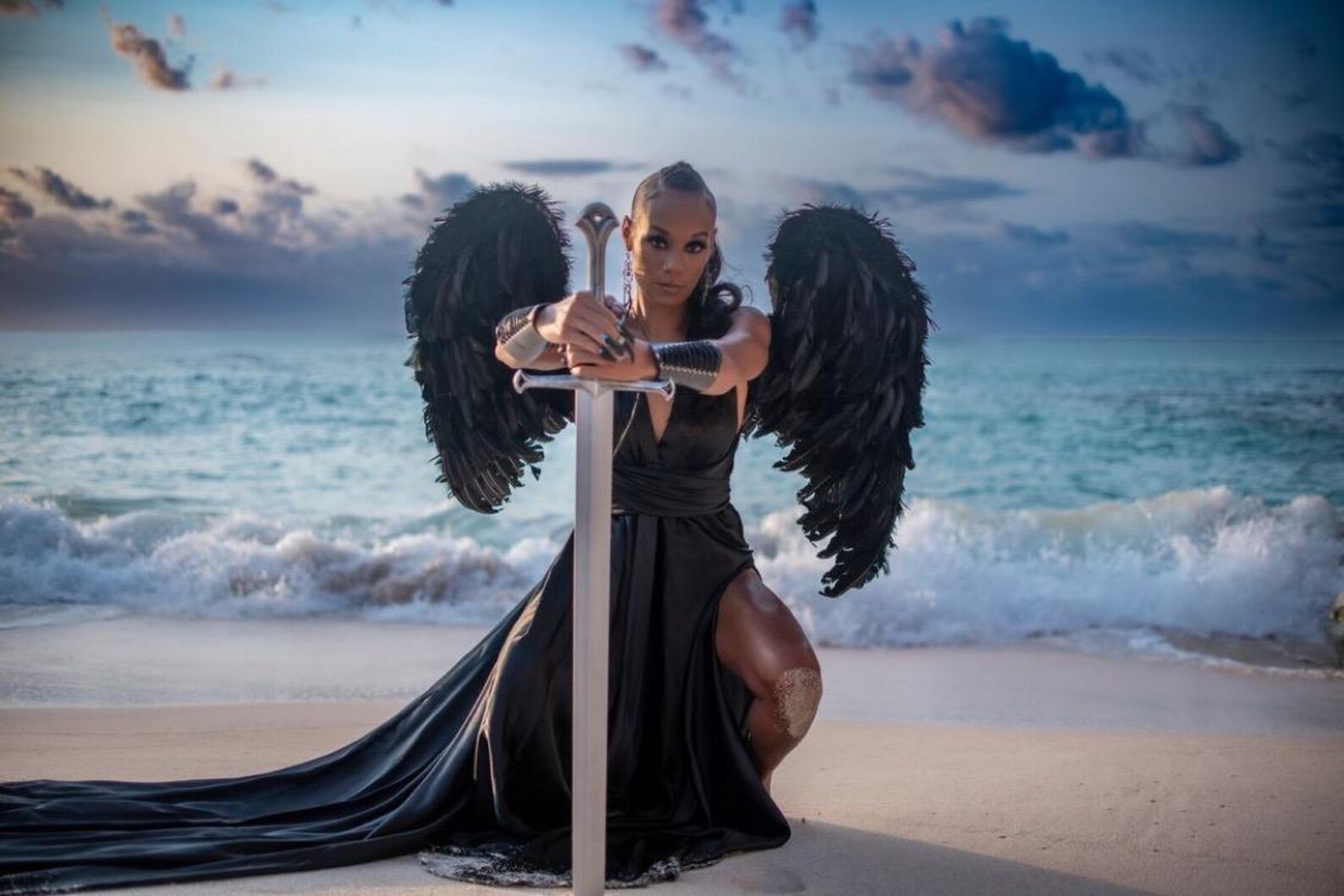 Black Flying Dress | Extra Long Train | Gown for Photoshoots ...