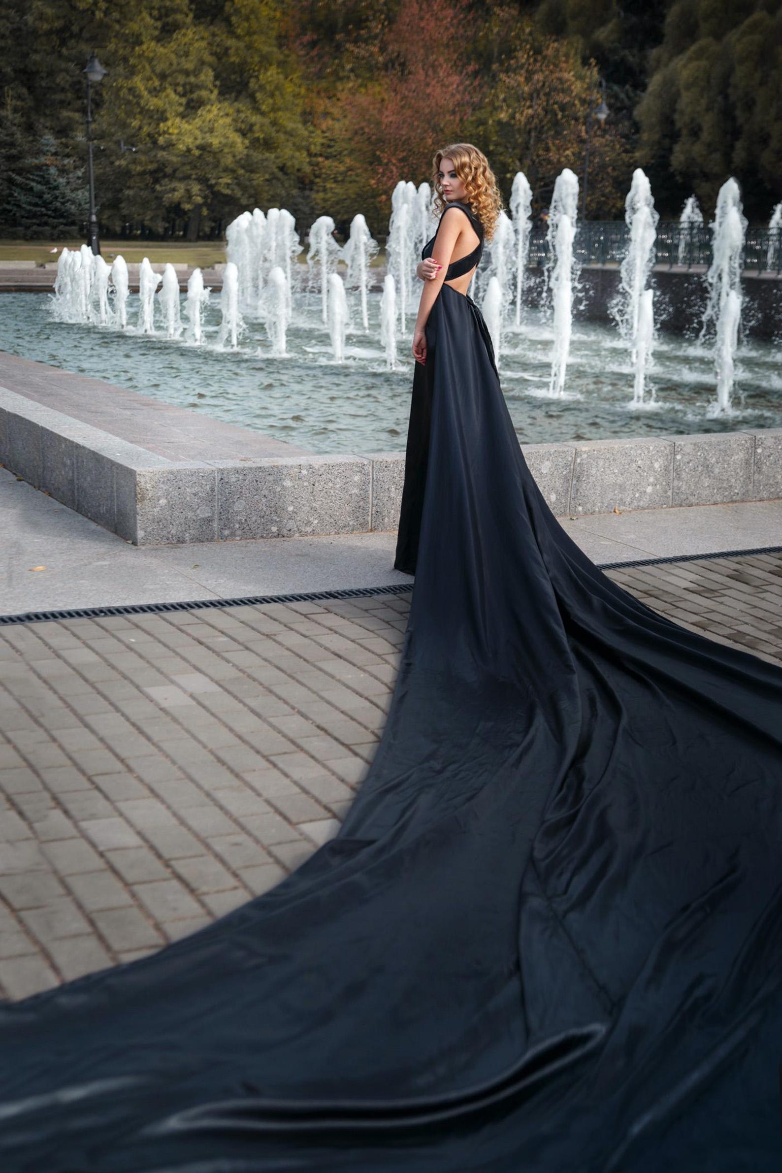 Black Flying Dress | Extra Long Train | Gown for Photoshoots ...