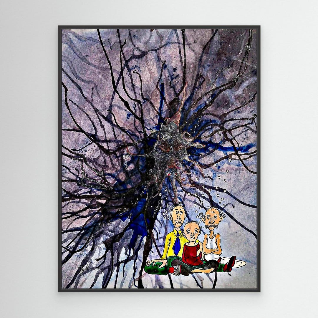 Blue Abstract Cartoon Art | Digital Download Wall Art | Modern Playful ...