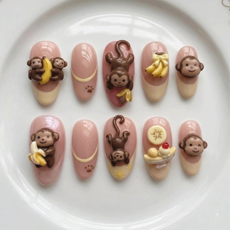 Monkey Set Acrylic Nails - Etsy