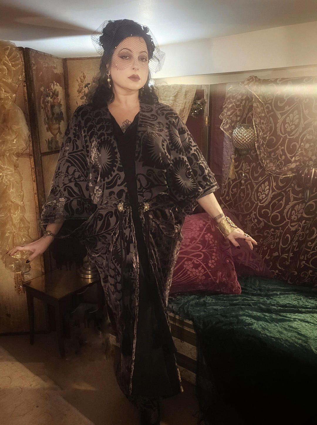 Tosca - Aubergine Devoré Cocoon Coat - Etsy