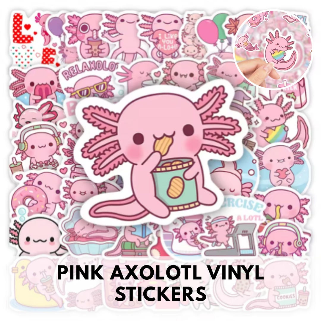 Pastel Axolotl Vinyl Sticker Set | Cute Animal Stickers for Emotional ...