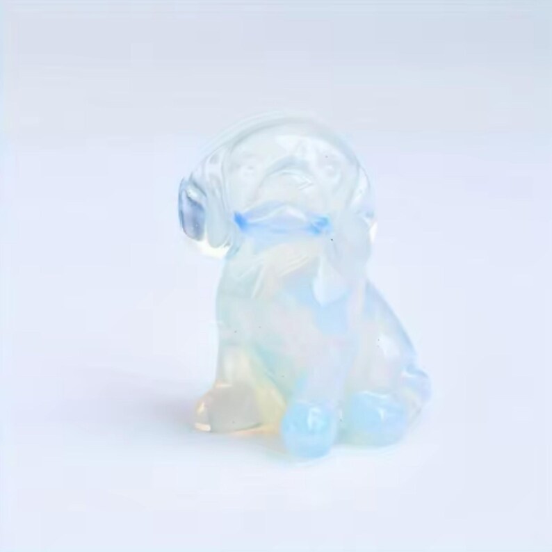 Natural Crystal Dog Figurine | Hand Carved Stone Puppy Statue | Crystal ...