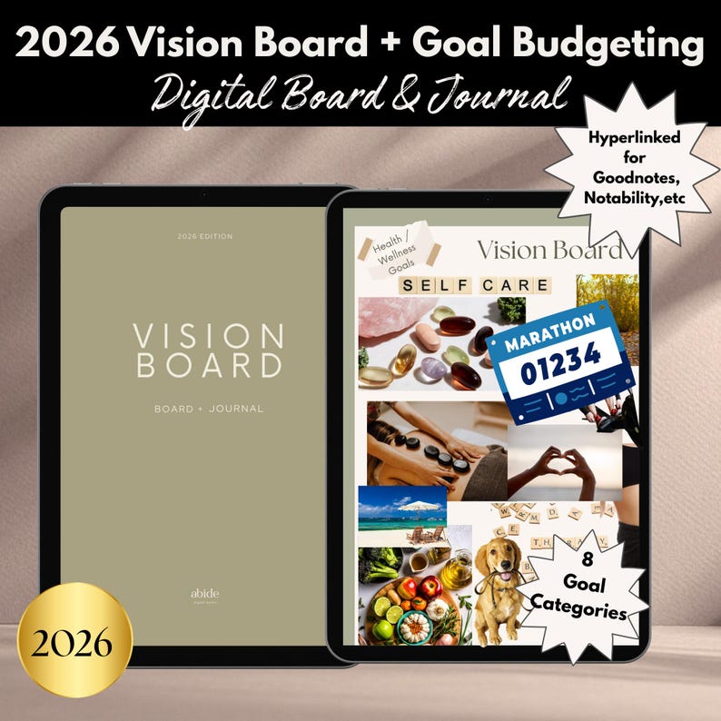 2026 Vision Board & Goals Budget Planner, Digital Vision Boards ...