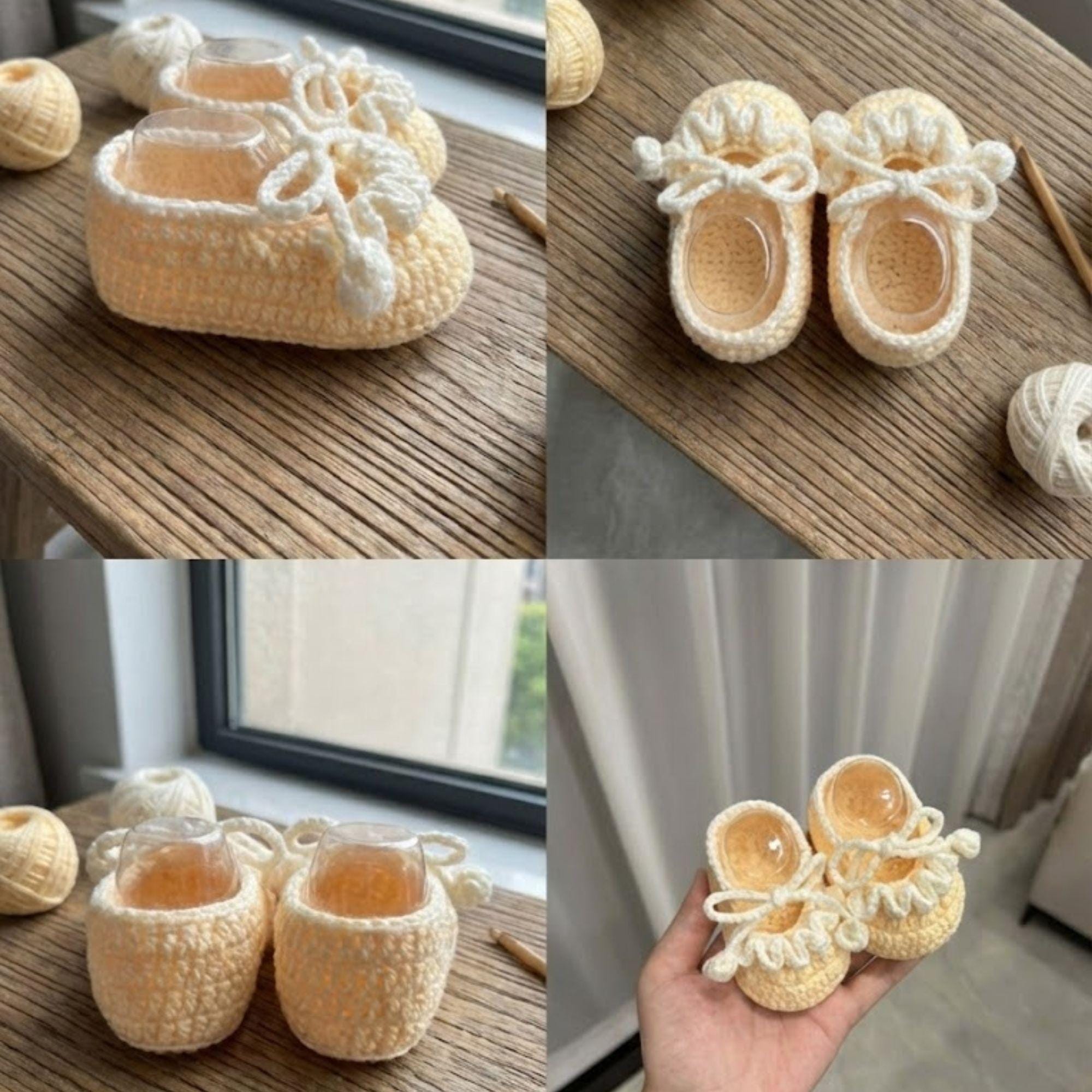 Yellow Crochet Baby Booties With Ruffle Tie Soft, Breathable Summer ...