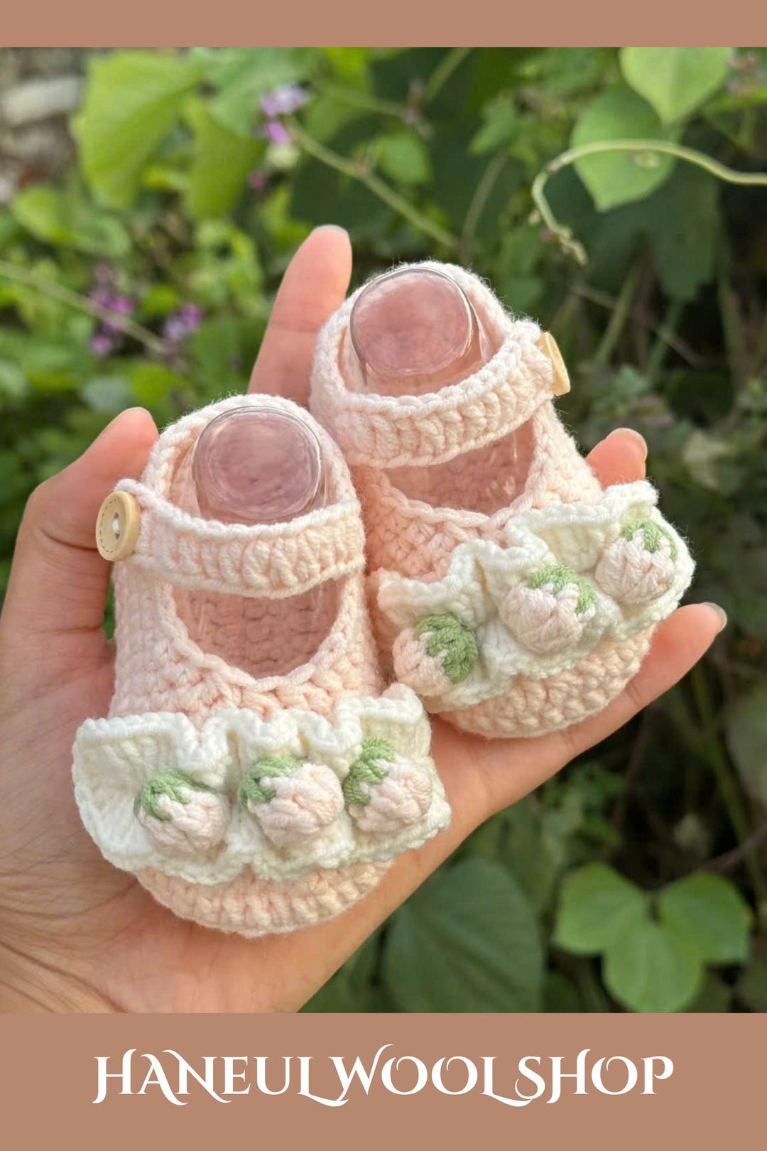 Pink Crochet Baby Booties With Floral Ruffle Handmade Newborn Crib ...