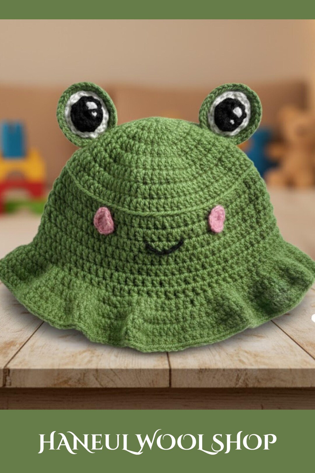 Handmade Green Crochet Baby Frog Hat With Ruffle Brim & 3D Eyes | Cozy ...