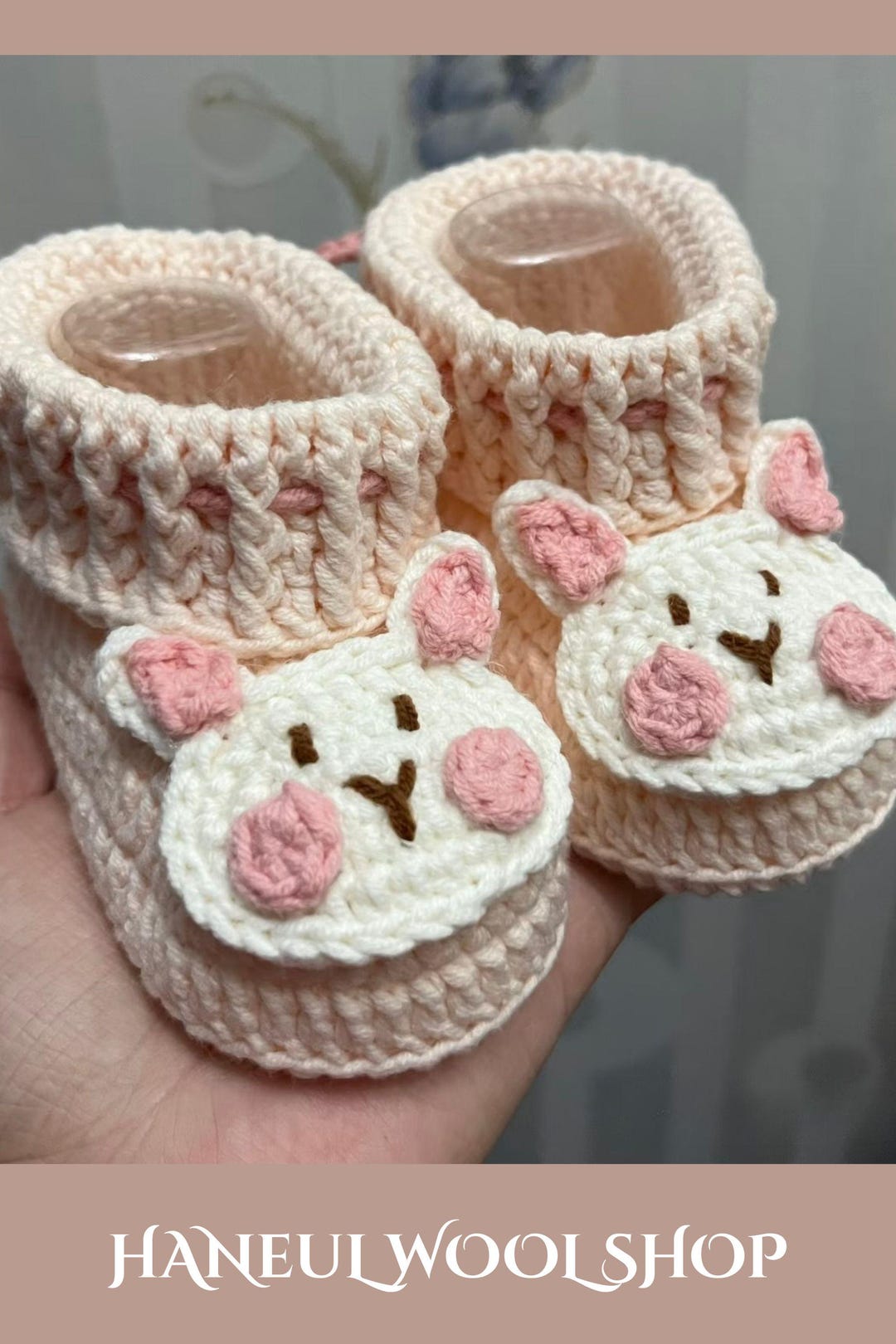 Handmade Crochet Baby Booties With Animal Face and Ankle Cuffs | Warm ...
