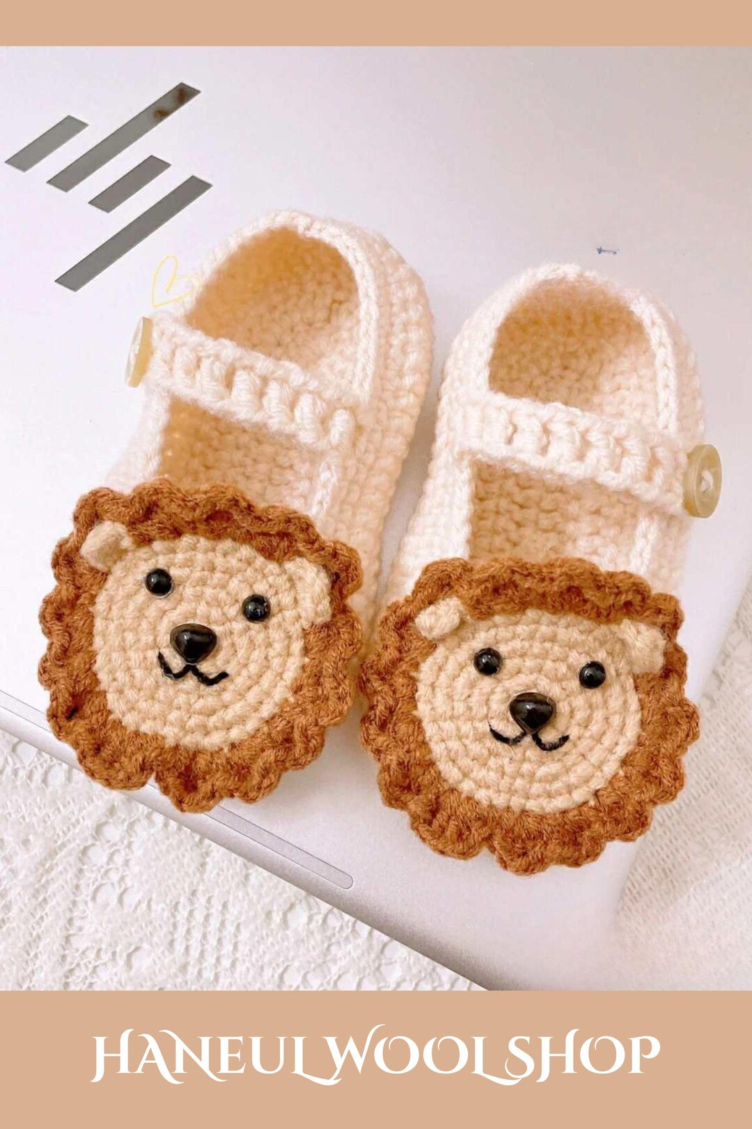Lion Crochet Baby Booties | Handmade Infant Knit Shoes | Newborn Animal ...