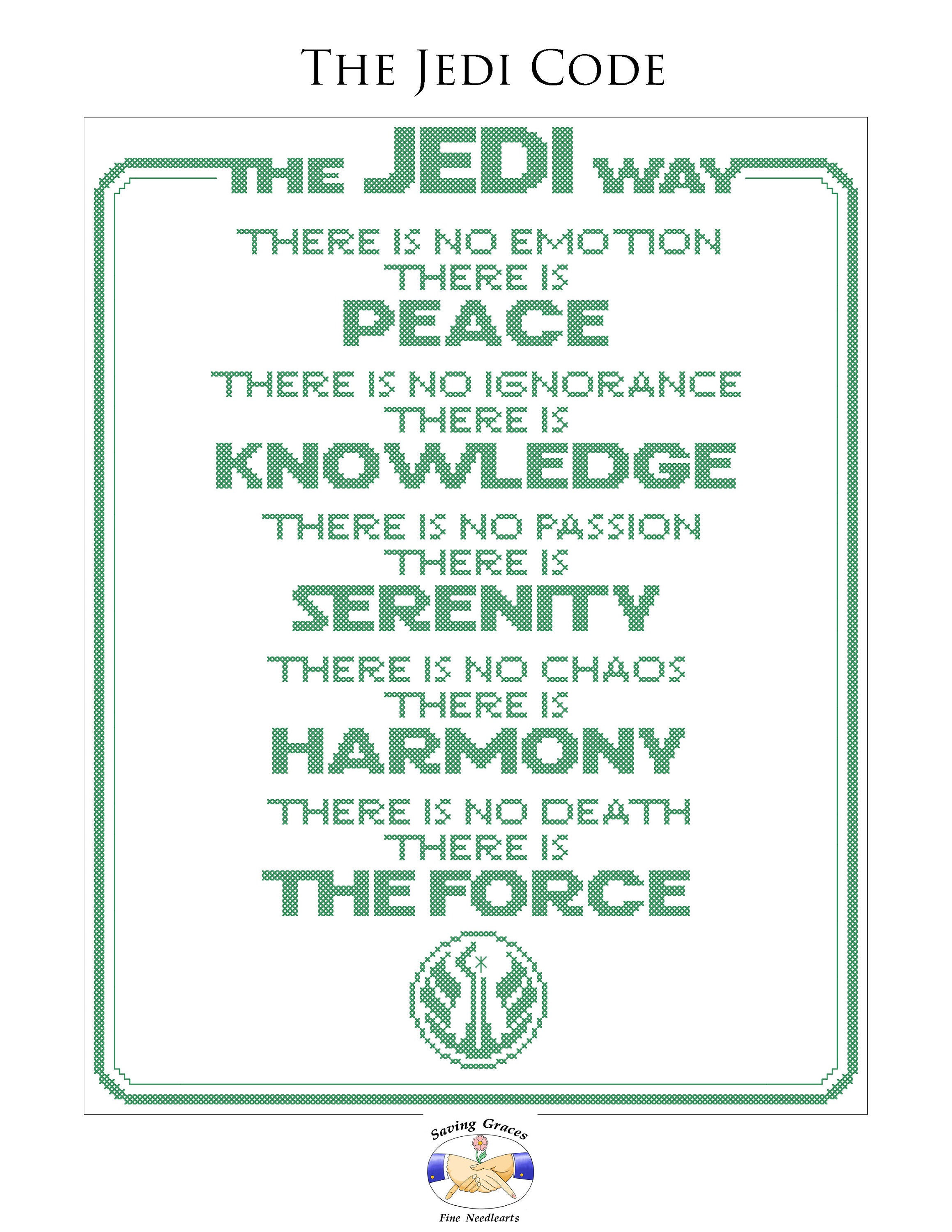 Jedi Code Cross Stitch Pattern - Etsy