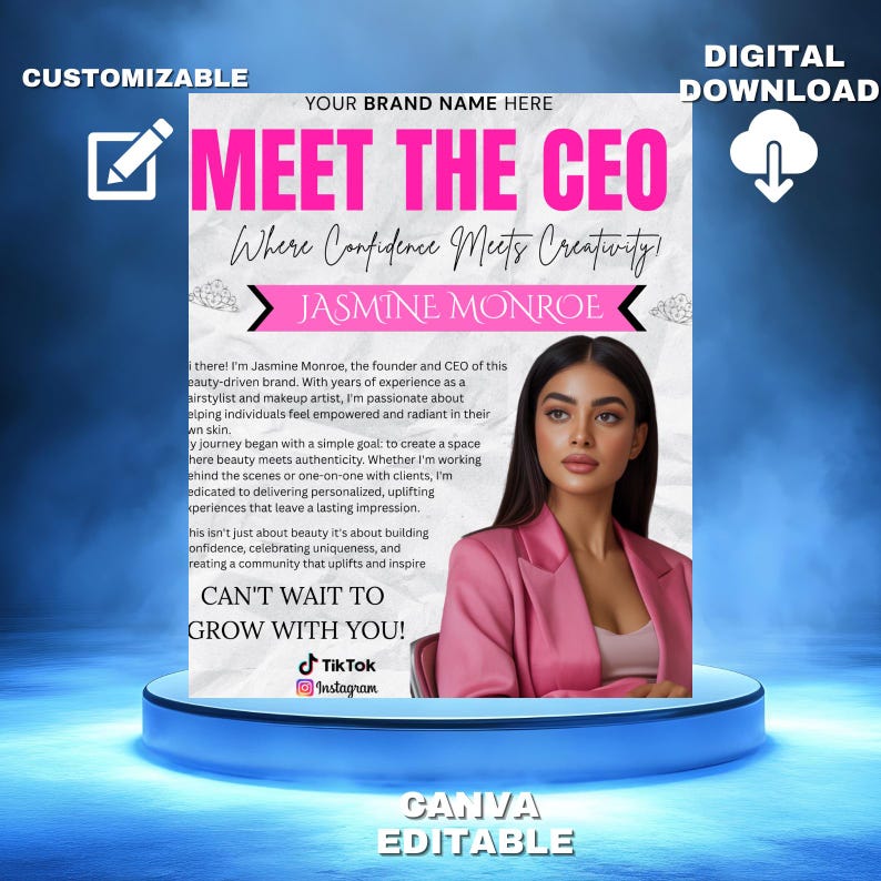 Diy Meet the Ceo Flyer Template, Meet the Owner Printable Flyer ...