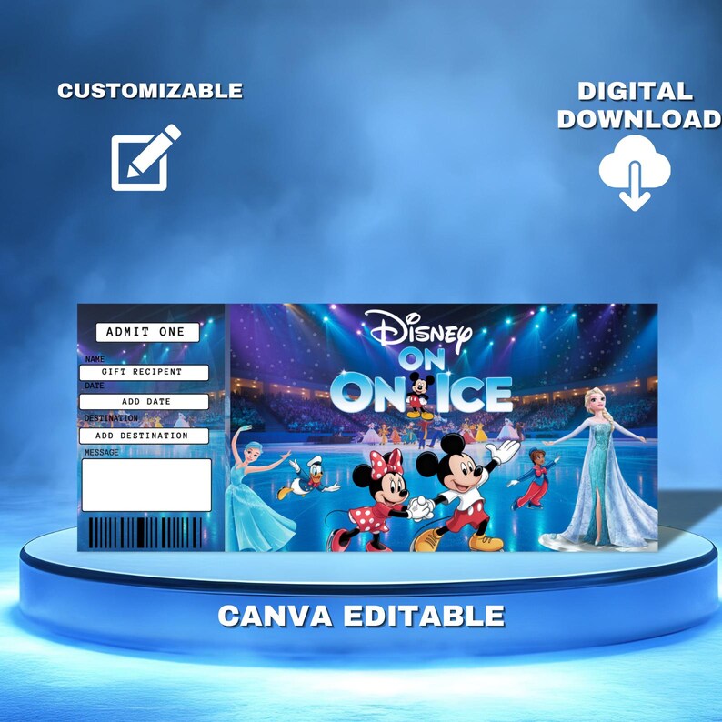 Disney on Ice Ticket Template, Water Park Ticket, Editable Event Ticket ...