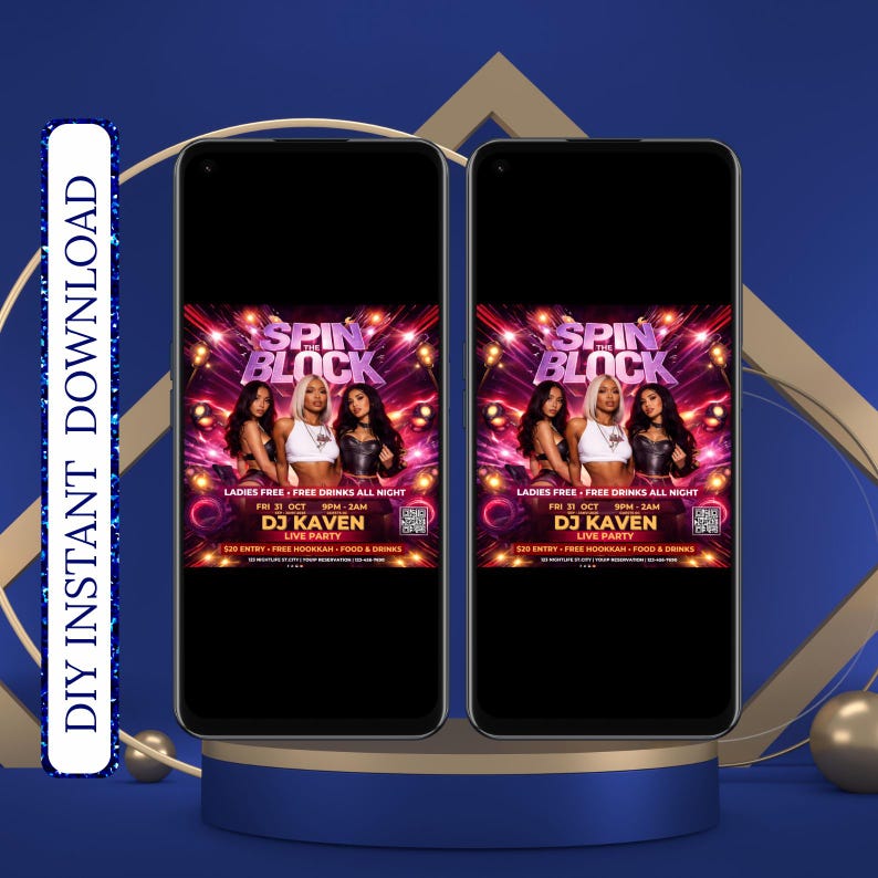 Spin the Block Flyer Canva Template | Gemini Party Flyer Club Event ...