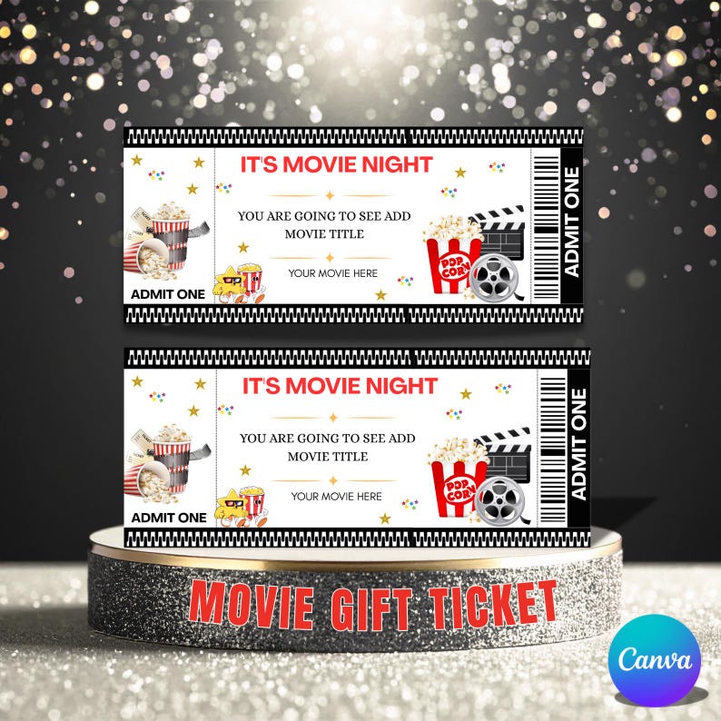 Movie Ticket Template, Printable Movie Ticket Birthday Party, Movie ...