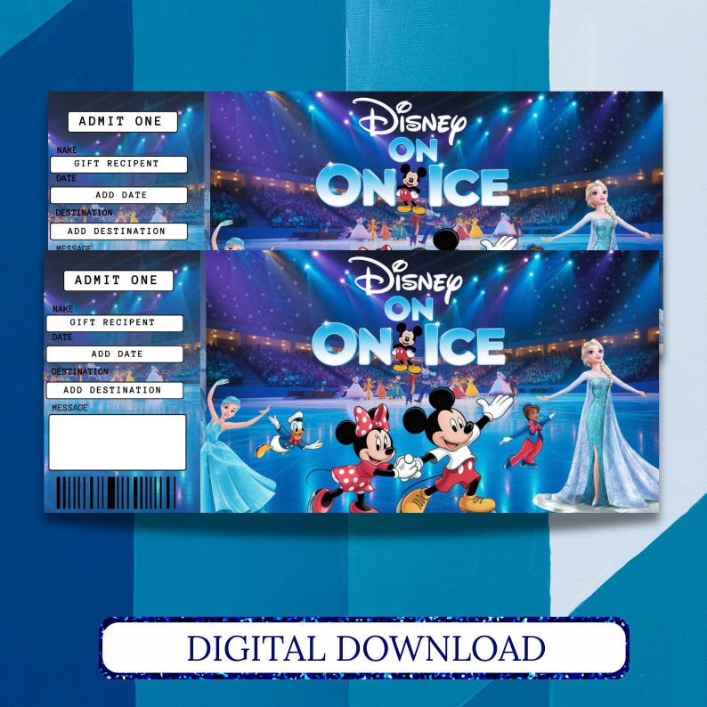 Disney on Ice Ticket Template, Water Park Ticket, Editable Event Ticket ...