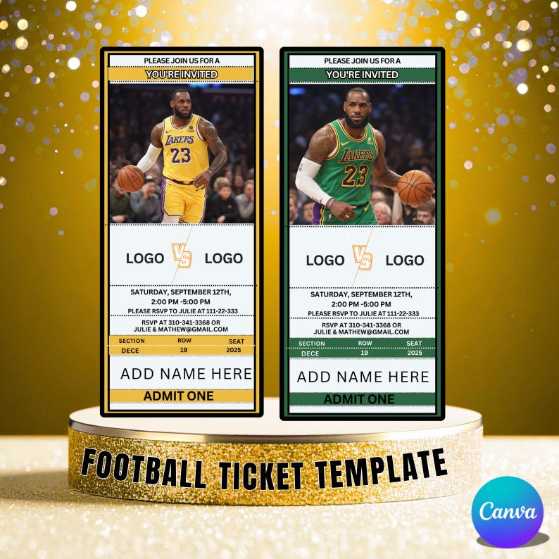 Editable Football Ticket Template, Surprise Reveal Ticket, Game Day ...