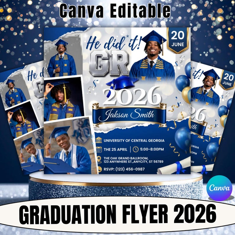 Graduation Flyer 2026, Editable College Graduation Party Invite, Senior ...