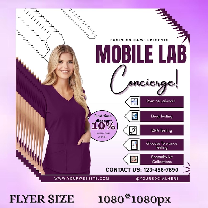 Mobile Lab Service Flyer, Medical Concierge Lab Flyer, At-home Lab ...