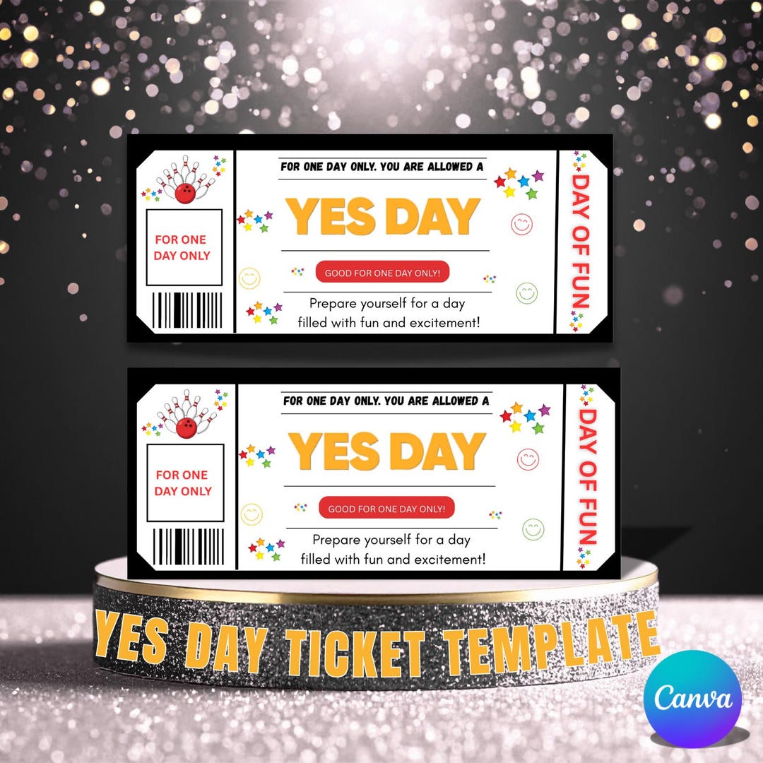 Yes Day Ticket Template, Editable Coupon Template, Custom Voucher ...
