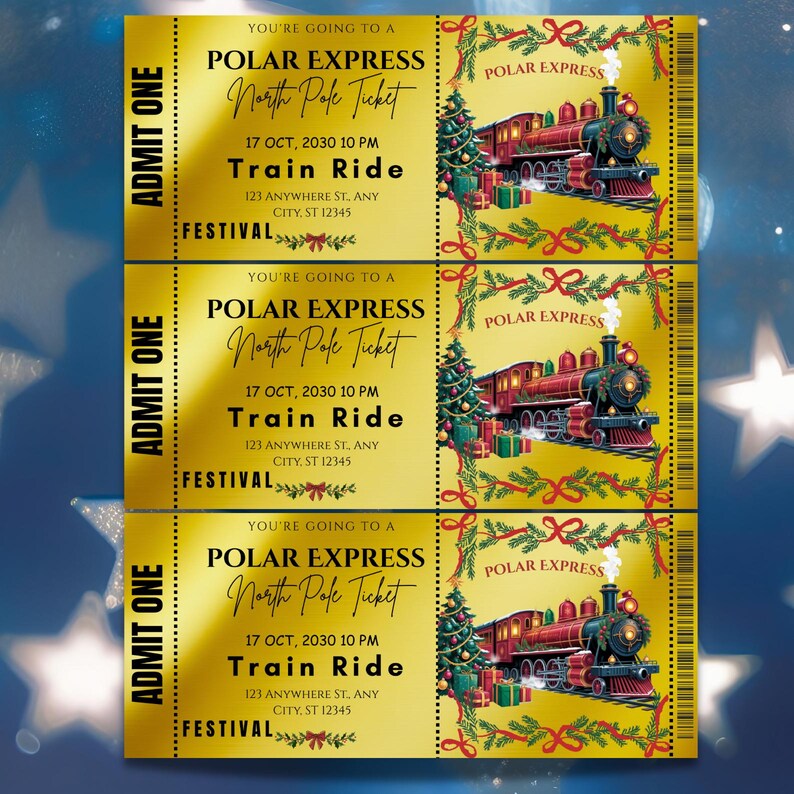 Editable Polar Express Ticket, North Pole Ticket Template, Holiday ...