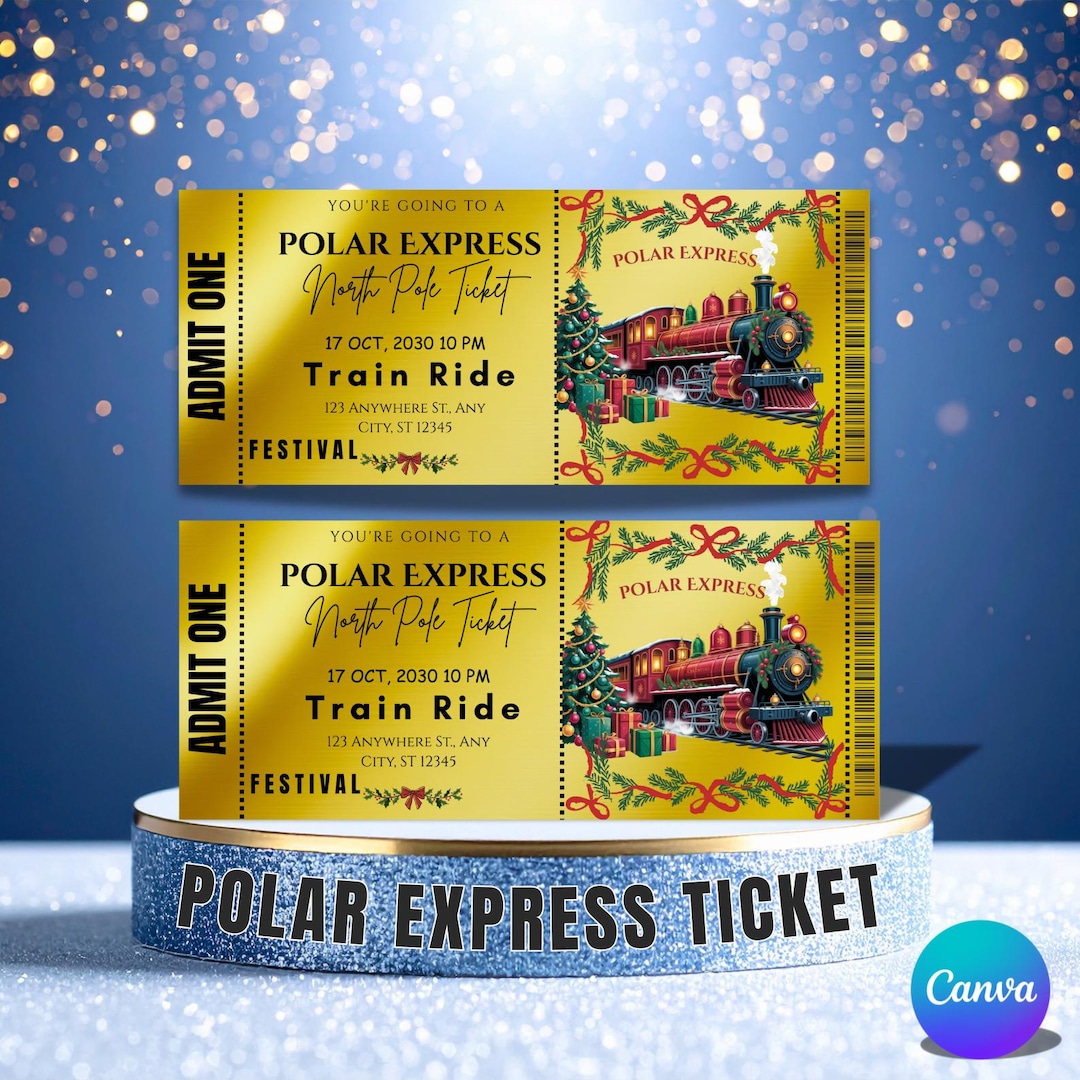 Editable Polar Express Ticket, North Pole Ticket Template, Holiday ...