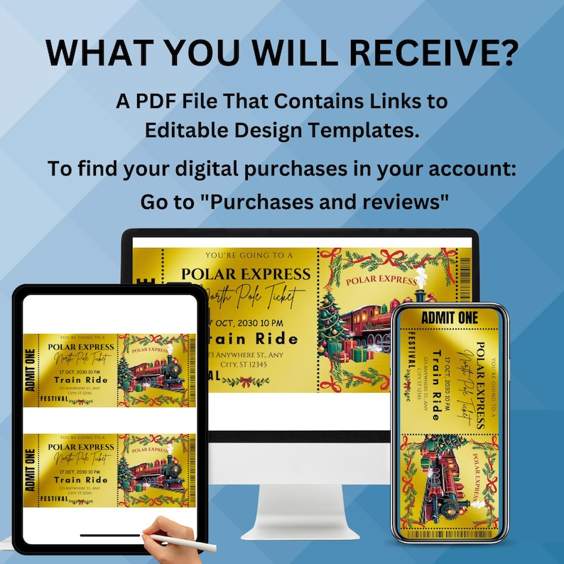 Editable Polar Express Ticket, North Pole Ticket Template, Holiday ...