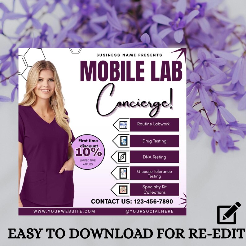 Mobile Lab Service Flyer, Medical Concierge Lab Flyer, At-home Lab ...