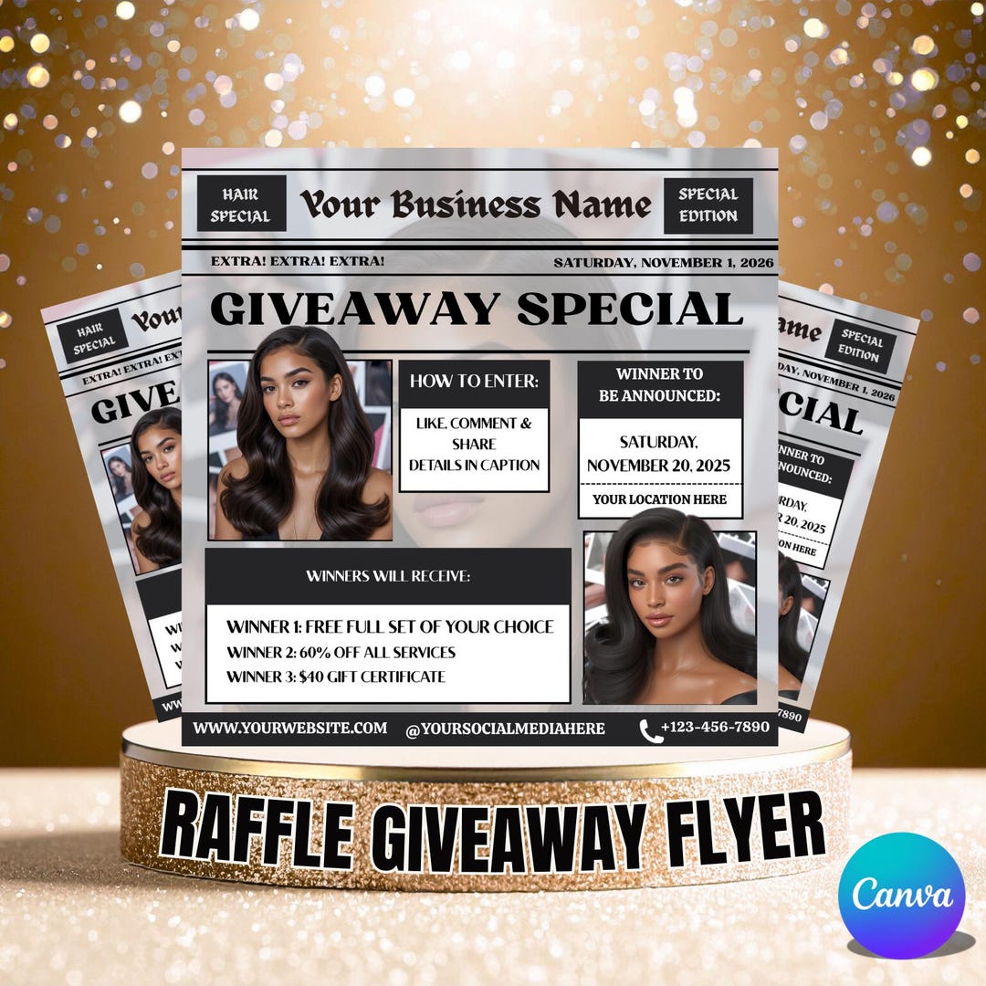 Editable Raffle Giveaway Flyer, Hair Lashes Nails Braids Flyer. Beauty ...