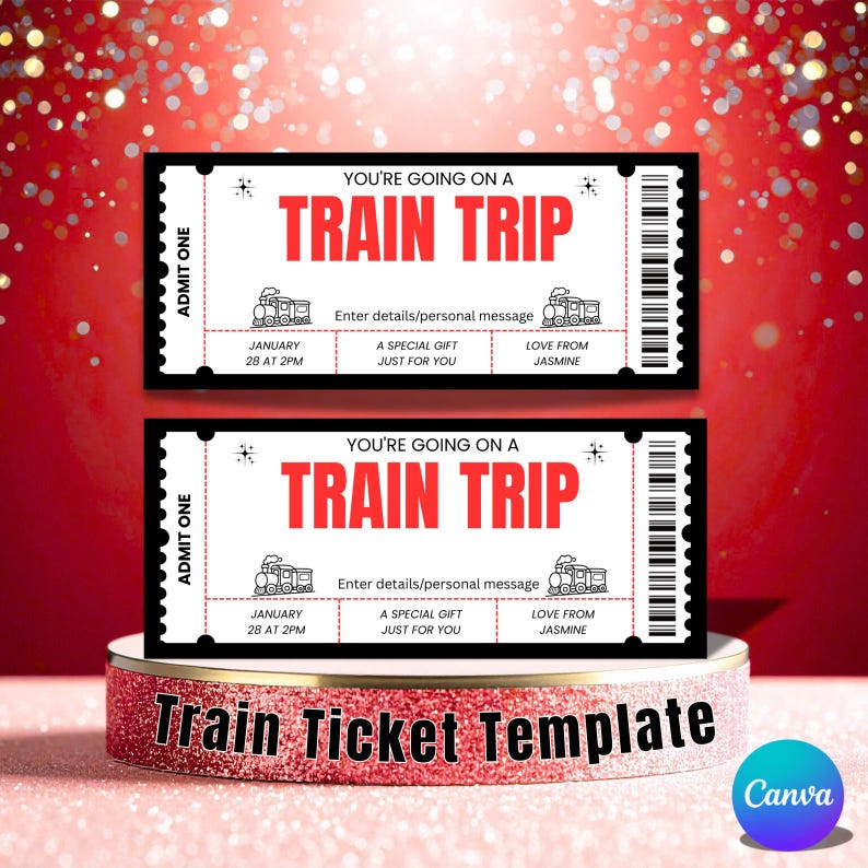 Editable Train Ticket Template, Train Ticket Printable Birthday Gift ...