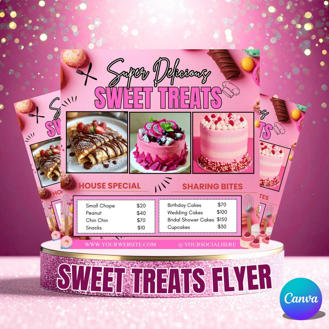 Editable Sweet Treats Flyer, Printable Bakery Flyer, Diy Bake Sale ...