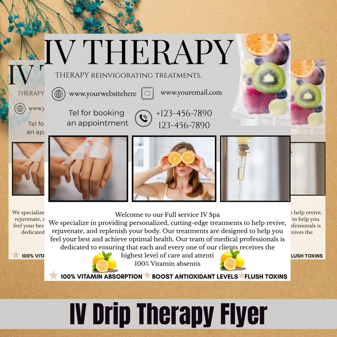 IV Drip Therapy Flyer, Service Flyer, Hydration Wellness Marketing ...