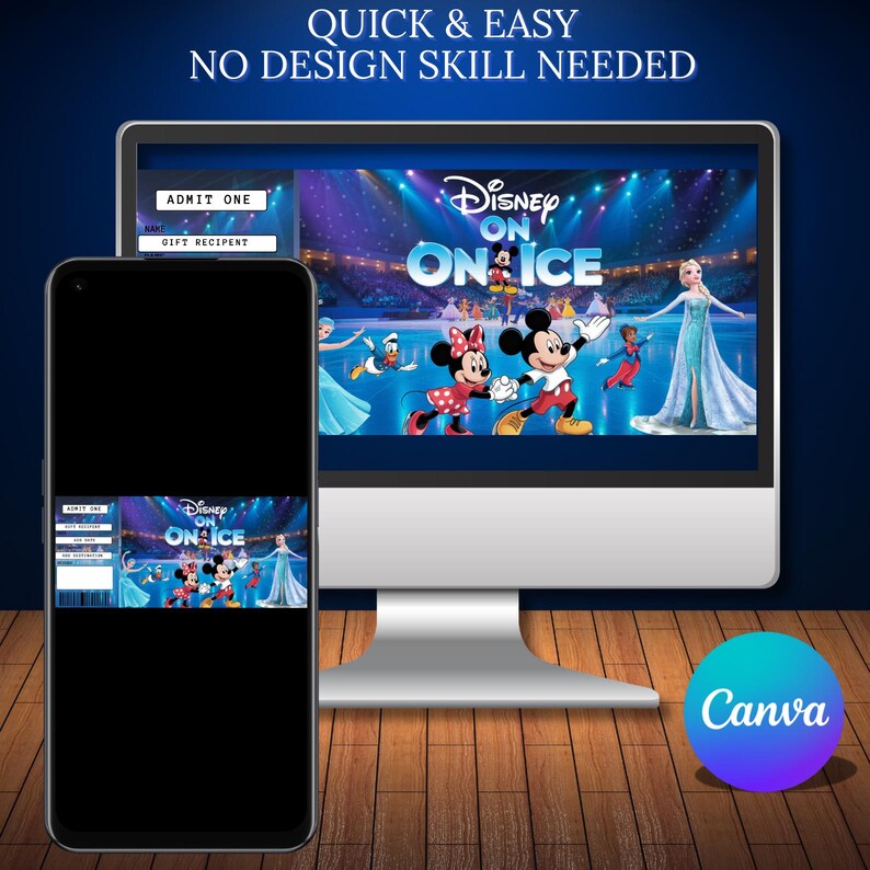 Disney on Ice Ticket Template, Water Park Ticket, Editable Event Ticket ...