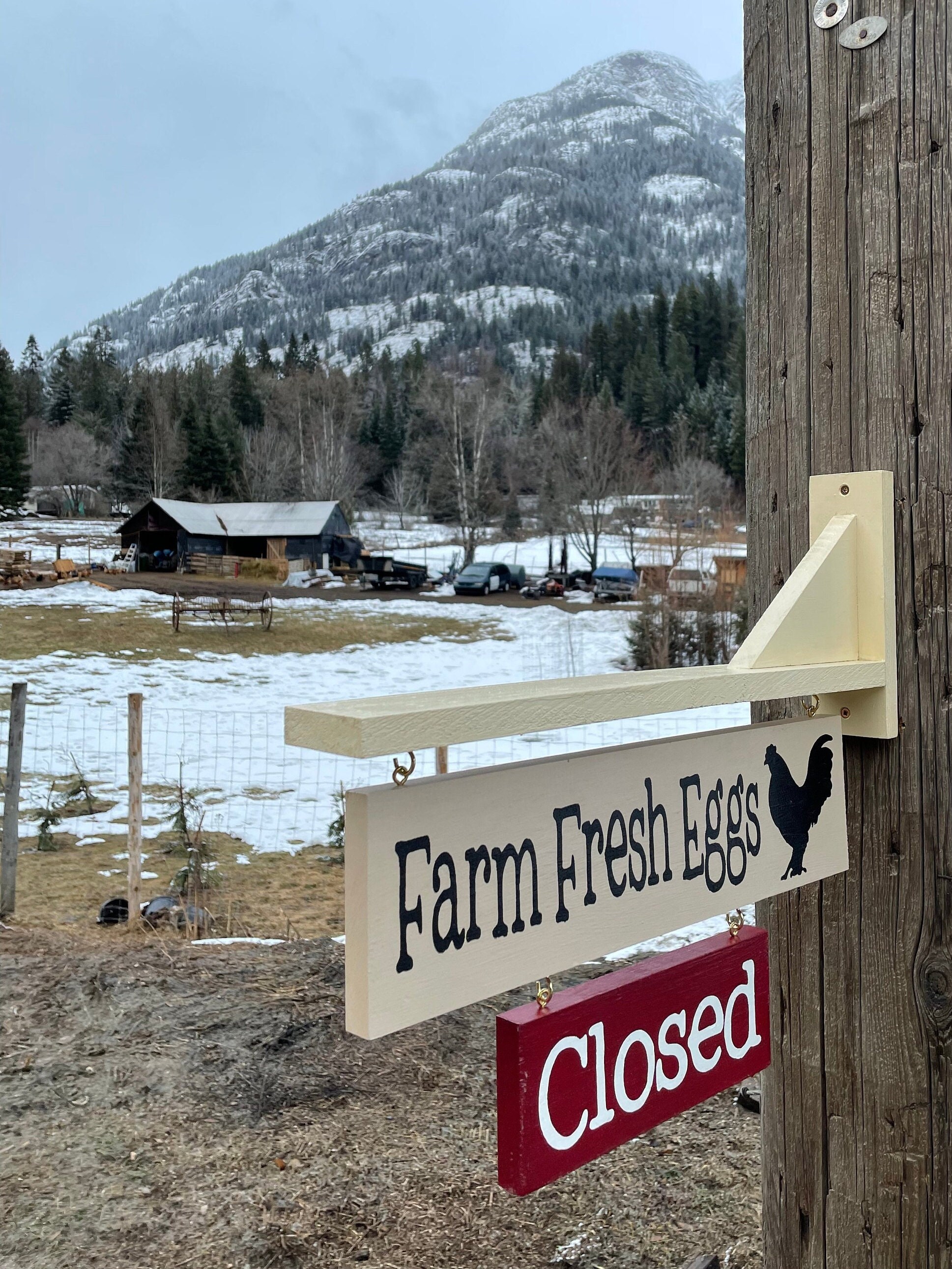 Eggs Sign With Bracket | Farm Fresh Eggs Wooden Sign | Double Sided ...
