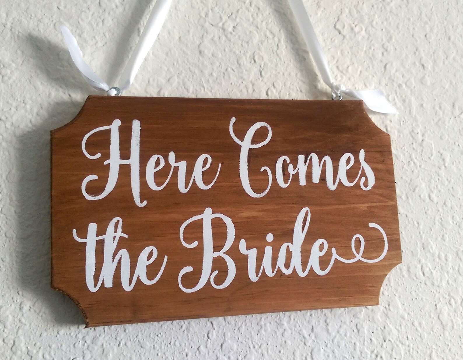 Here Comes the Bride Sign Rustic Wedding Signage Stained | Etsy