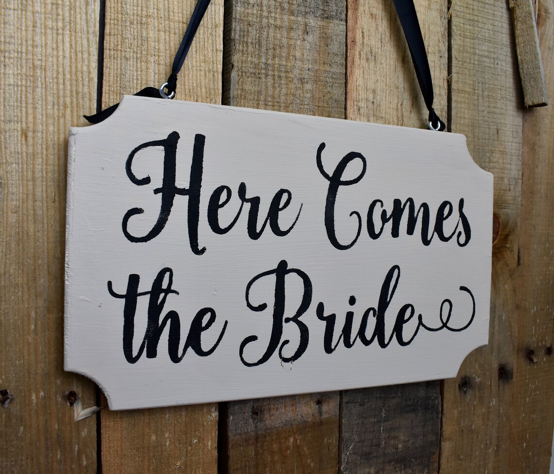 Here Comes the Bride Sign Wedding Signage Ring Bearer - Etsy