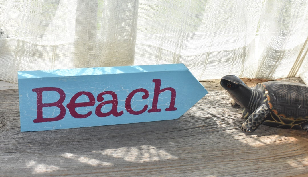 Beach Arrow Sign | Wooden Rustic Directional Ocean Decor - Etsy