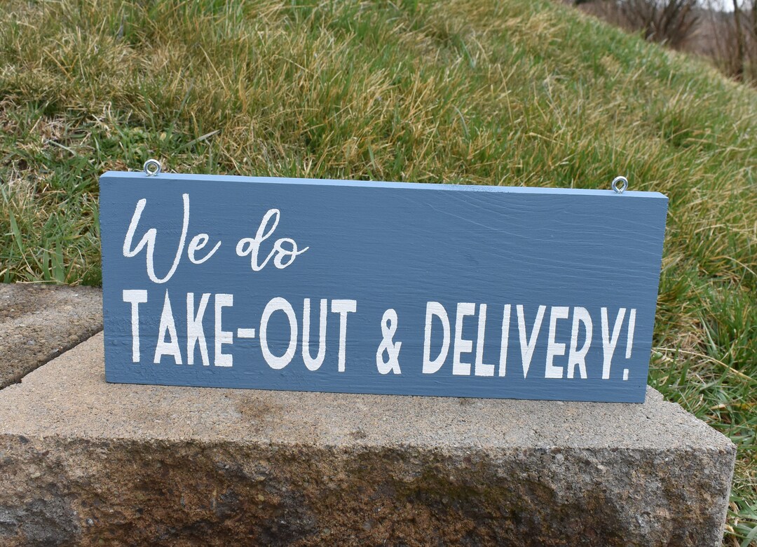 Take-out and Delivery Sign | We Do Takeout | Restaurant Cafe Pizza Shop ...