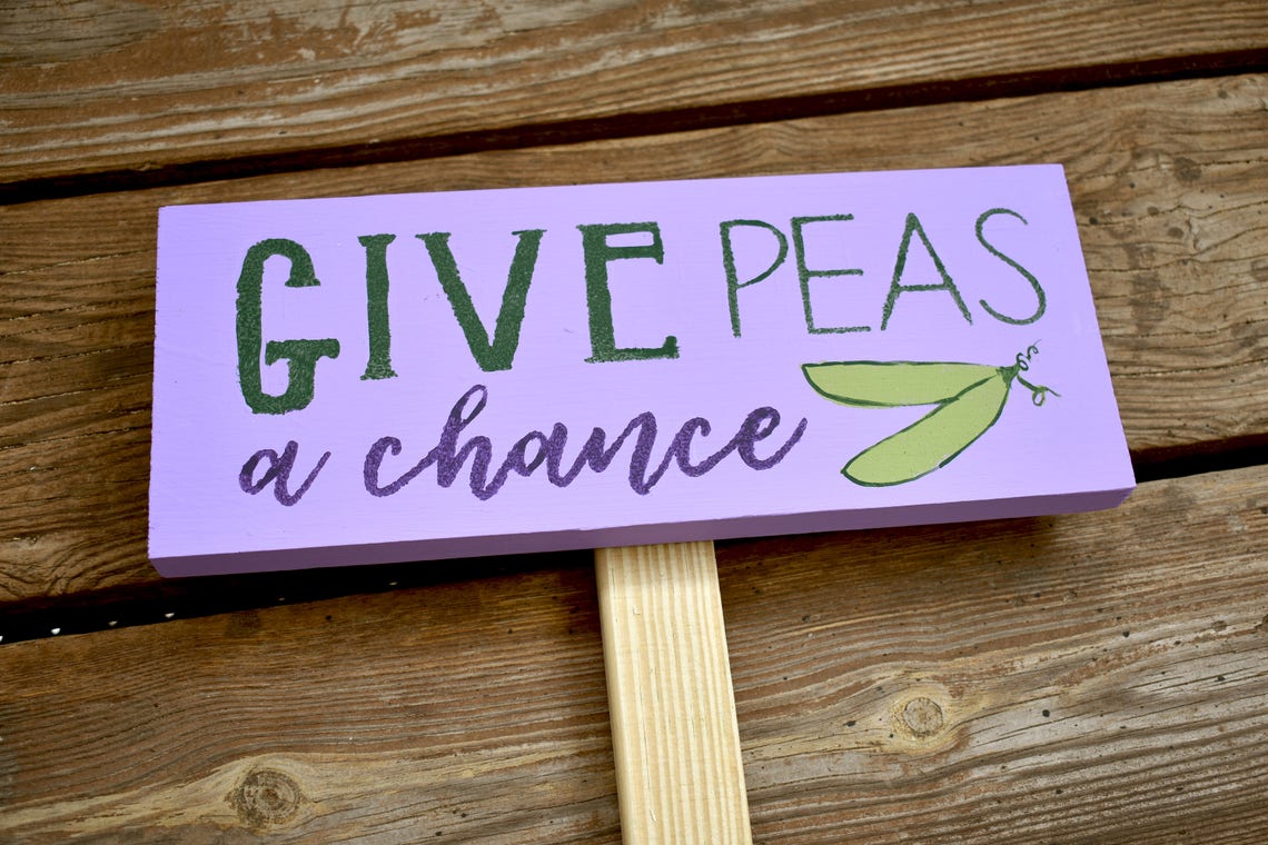 Give Peas a Chance Garden Sign | Punny Plant Stake, Reclaimed Wood - Etsy