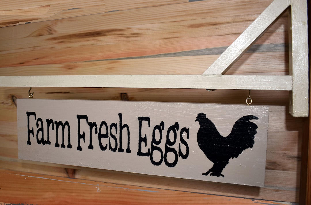 Eggs Sign With Bracket | Farm Fresh Eggs Wooden Sign | Double Sided ...