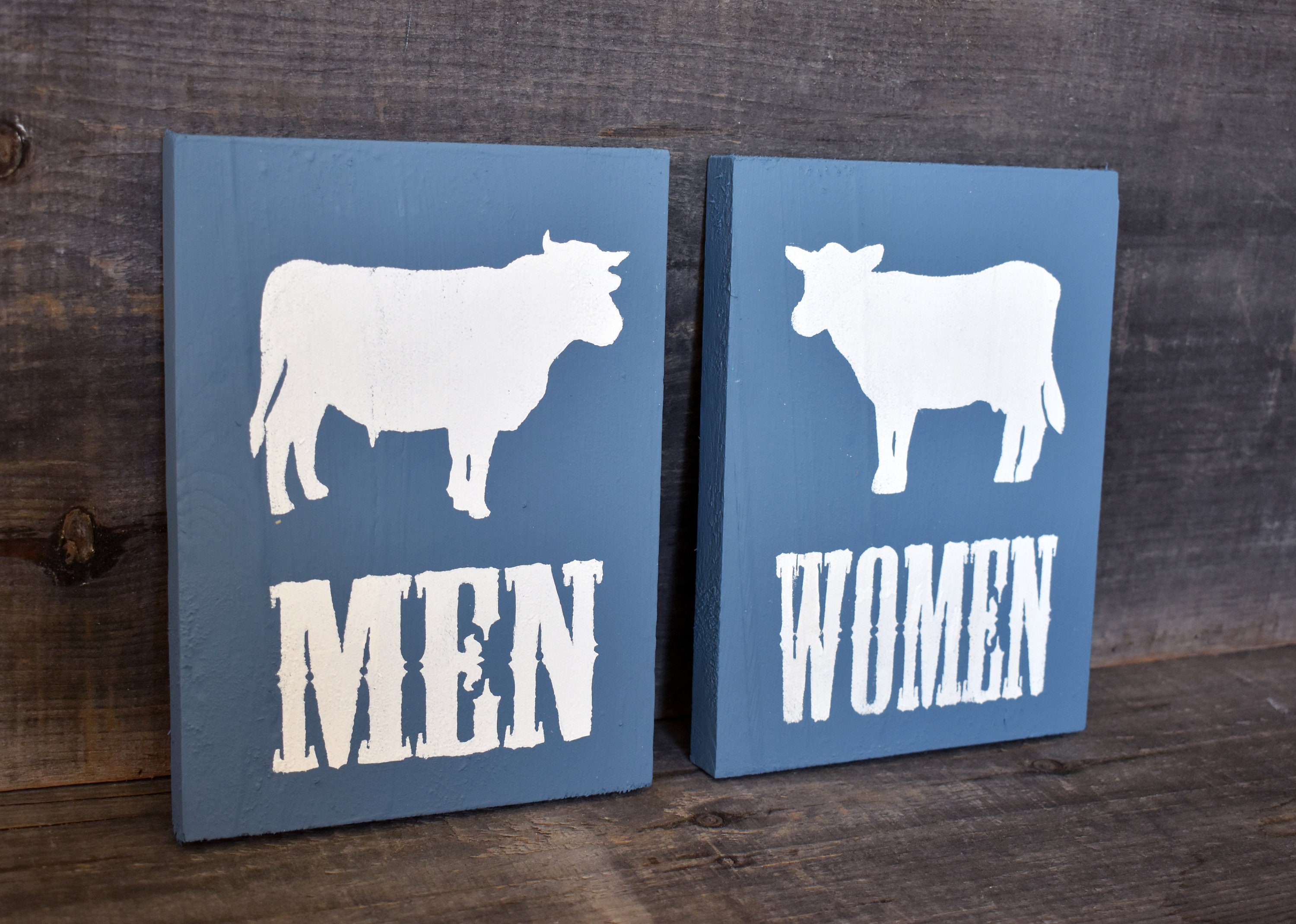 Bull & Cow Restroom Signs | Men's Room Women's Room | Western Bathroom ...