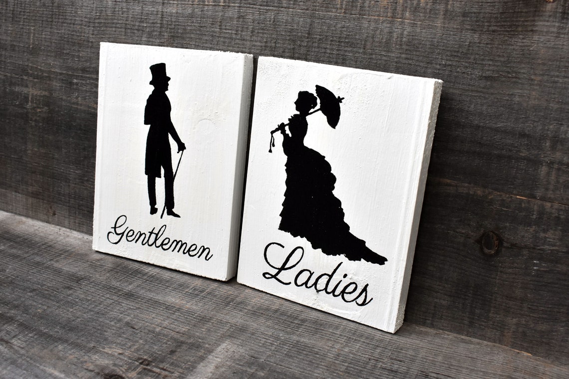 Victorian Ladies and Gentlemen Restroom Signs Unique | Etsy