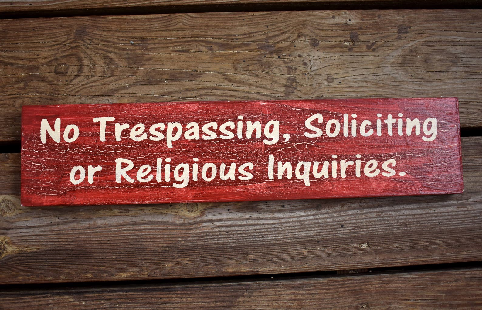 No Trespassing, Soliciting or Religious Inquiries Wooden Sign | Posted ...