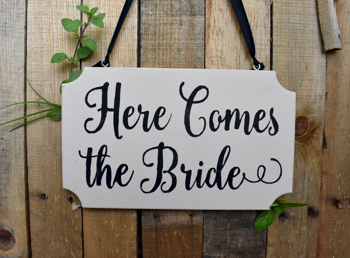 Here Comes the Bride Sign Wedding Signage Ring Bearer - Etsy
